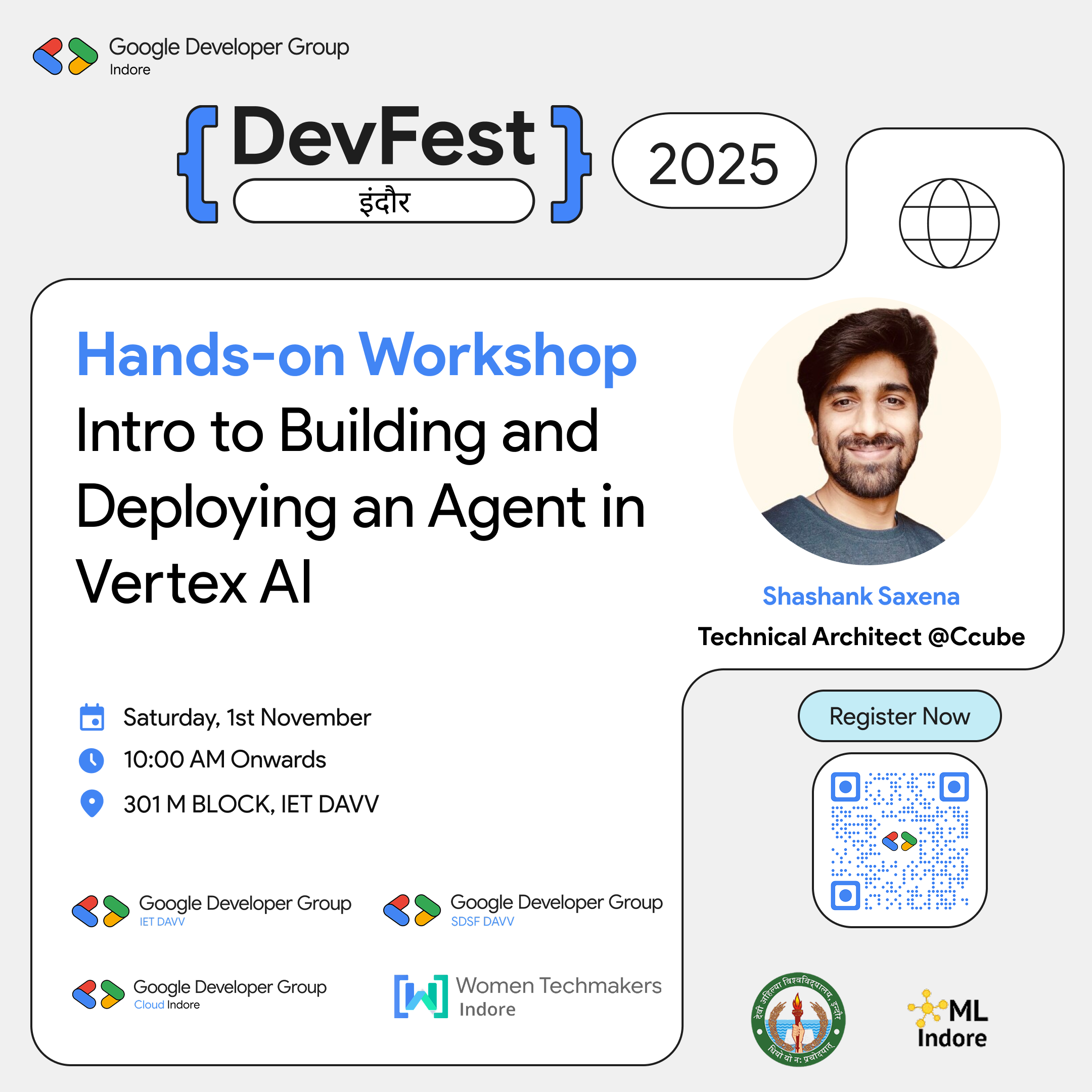 See Hands-On Workshop @ IET-DAVV College (Exclusive for IET-SDSF DAVV Students) at Google ...